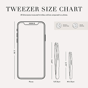 Tweezerman Mini Slant Tweezer - Tweezers for Eyebrows, Travel Tweezers for Eyebrows, Facial Hair, Ingrown Hair (Granite Sky)