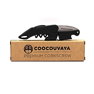 Coocouvaya Wise Products Premium Professional Corkscrew Wine Bottle Opener Black Edition for Wine Lovers, Sommeliers, Waiters and Bartenders Eco friendly pouch and packaging.(1 PACK)