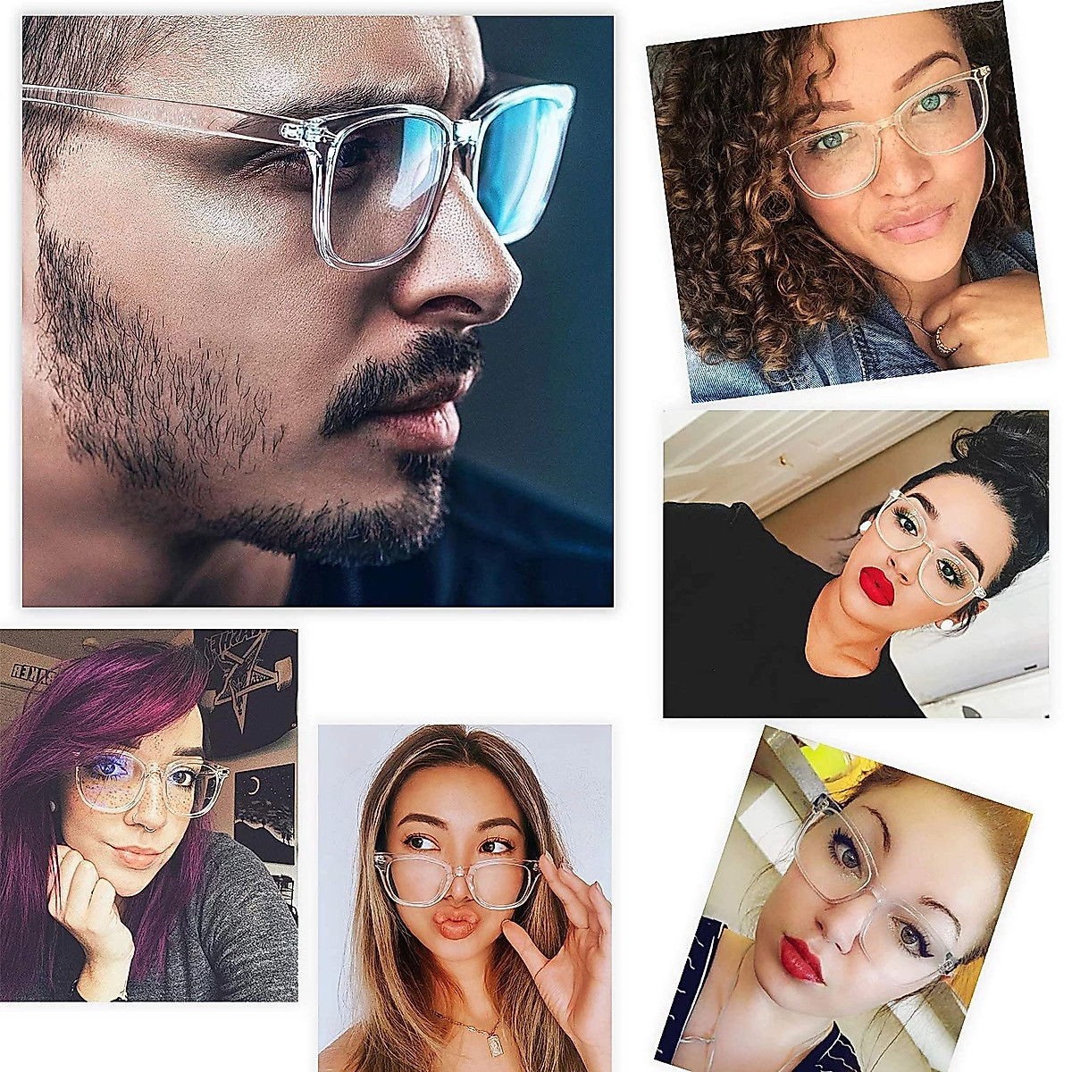 EYLRIM Square Frame Clear Lens Glasses Non Prescription Eyeglasses(A5 Transparent pink)