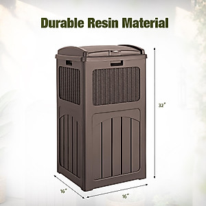 Devoko 33 Gallon Outdoor Trash Can, Hideaway Garbage Bins with Tiered Lid, Waterproof Resin Outside Waste Bins for Patio, Outside Pool, Backyard and Deck(Deep Brown)