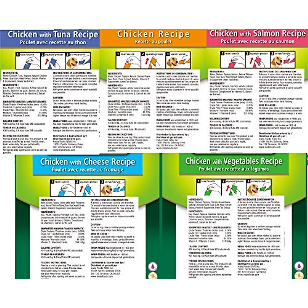 INABA Churu Lickable Hand Fed Wet Dog Treat Chicken Variety Pack 40 Tubes