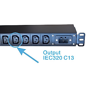 WatchfulEyE WTH-CS/PDU-C13-E (US121052E) Heavy Duty Metal 1U Rack Mount PDU, Inlet C20 20A 120/240V Open end (Without Extension Cord), Outlet C13 x10 Ports