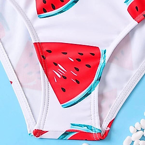 EnJoCho Toddler Beach Bodysuits Crisscross Piece Swimsuit Watermelon Print Floral Small Two Cute Summer Girls' (White, 8 Years)