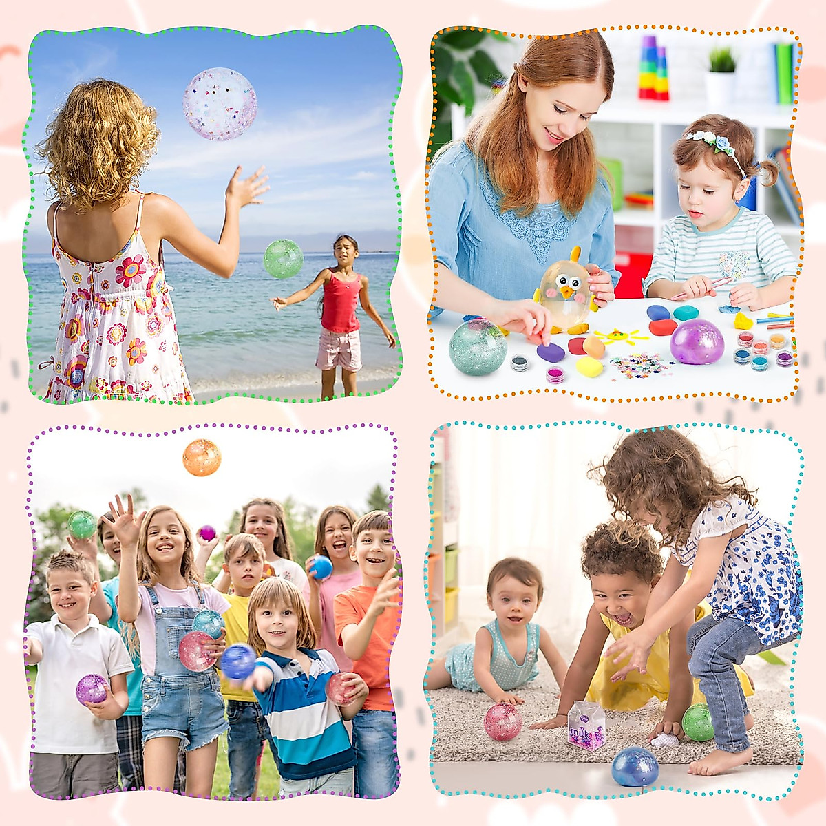 Nano Tape Bubble Kit for Kids, 9.84 FT Clear Nano Tape Balloons Kit with Clay Glitter Straw for Girls Boys, DIY Fidget Elastic Plastic Bubbles Craft Toys Party Favors Gifts