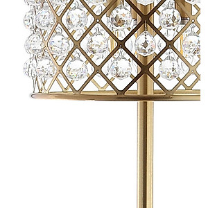 JONATHAN Y JYL9000A Elizabeth 60" Crystal/Metal LED Floor Lamp, Contemporary, Transitional, Elegant, Geometric, Office, Living Room, Family Room, Dining Room, Bedroom, Hallway, Foyer, Brass Gold/Clear