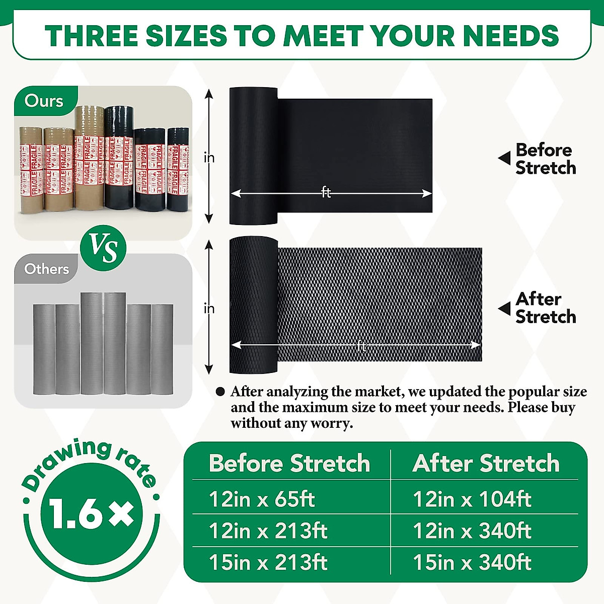 TDZWIN Honeycomb Packing Paper, 15"x 213' Eco Friendly Packing Paper for moving, Recyclable Honeycomb Packing Paper Wrapping Protective Roll With 12 Fragile Sticker Labels & 100Ft Jute Twine Brown