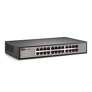 Netis ST3124GS 24 port Unmanaged 10/100/1000M Gigabit Switch, Desktop Ethernet Splitter, Ethernet Hub, Plug and Play, Fanless Quite, Traffic Optimization, Sturdy Metal Desktop size, expandable to standard 19 inch rack mount with included mounting bracket,