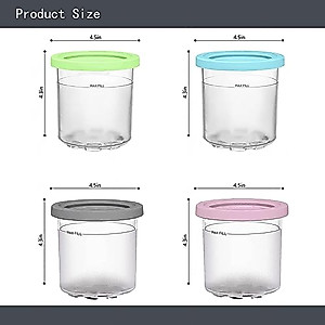 EVANEM 2/4/6PCS Creami Deluxe Pints, for Ninja Pints with Lids,16 OZ Ice Cream Container Airtight,Reusable for NC301 NC300 NC299AM Series Ice Cream Maker,Blue+Green-6PCS