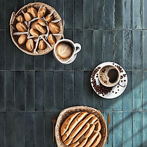 Scandiano Series Handmade Glossy 2.5x10 Subway Porcelain Wall Tile for Kitchen Backsplash, Bathroom Wall, Accent Wall, Fireplace Surround (Blue, Sample)