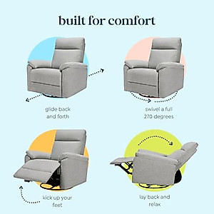 DaVinci Suzy Glider Recliner Nursery Chair - Glider Rocking Chair for Nursery and Living Room - GREENGUARD Gold, FSC & Certi-PUR US Certified - 360° Swivel Rocker Recliner Chair (Frost Grey)