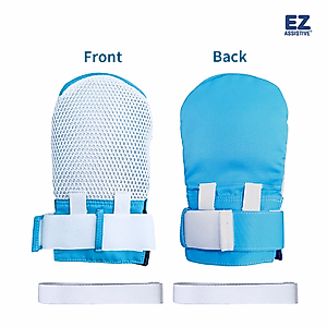 EZ Assistive Restraint Gloves for Dementia Patient, Medical Assistance Glove with Zipper Opening For Finger Protection