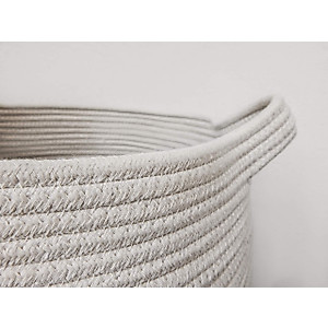 Large Woven Storage Baskets (Set of 2) Decorative Blanket Basket for Living Room, Toys, Pillows, Nursery or Towels. Laundry Hamper. Baskets for Organizing. Cotton Rope Baskets