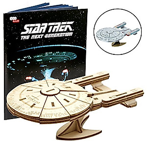 Star Trek The Next Generation U.S.S. Enterprise 3D Wood Puzzle & Model Figure Kit (50 Pcs) - Build & Paint Your Own 3D Space Ship Toy - Educational Gift for Kids & Adults, No Glue Required, 10+ 
