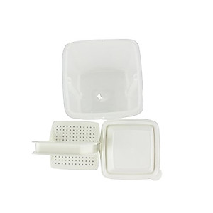 Home-X - Pickle Storage Container with Strainer Insert, The Ultimate Kitchenware Food Saver for Preserving and Keeping Edibles Fresh, White