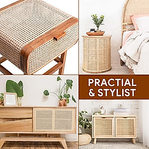 24" Width Rattan Cane Webbing Rattan Cane Webbing Roll 2 Feet Hexagon Weave Mesh 1/2 Inch Pre-Woven Cane Net Open Weave Wicker Cane Webbing Rattan Sheets Natural Material for Cabinet Chair (2 Feet)