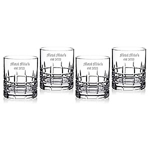 Waterford Marquis Personalized Harper Tumblers, Set of 4 Custom Engraved Cut Crystal Rocks Glasses for Whiskey, Scotch, Cocktails, Home Bar