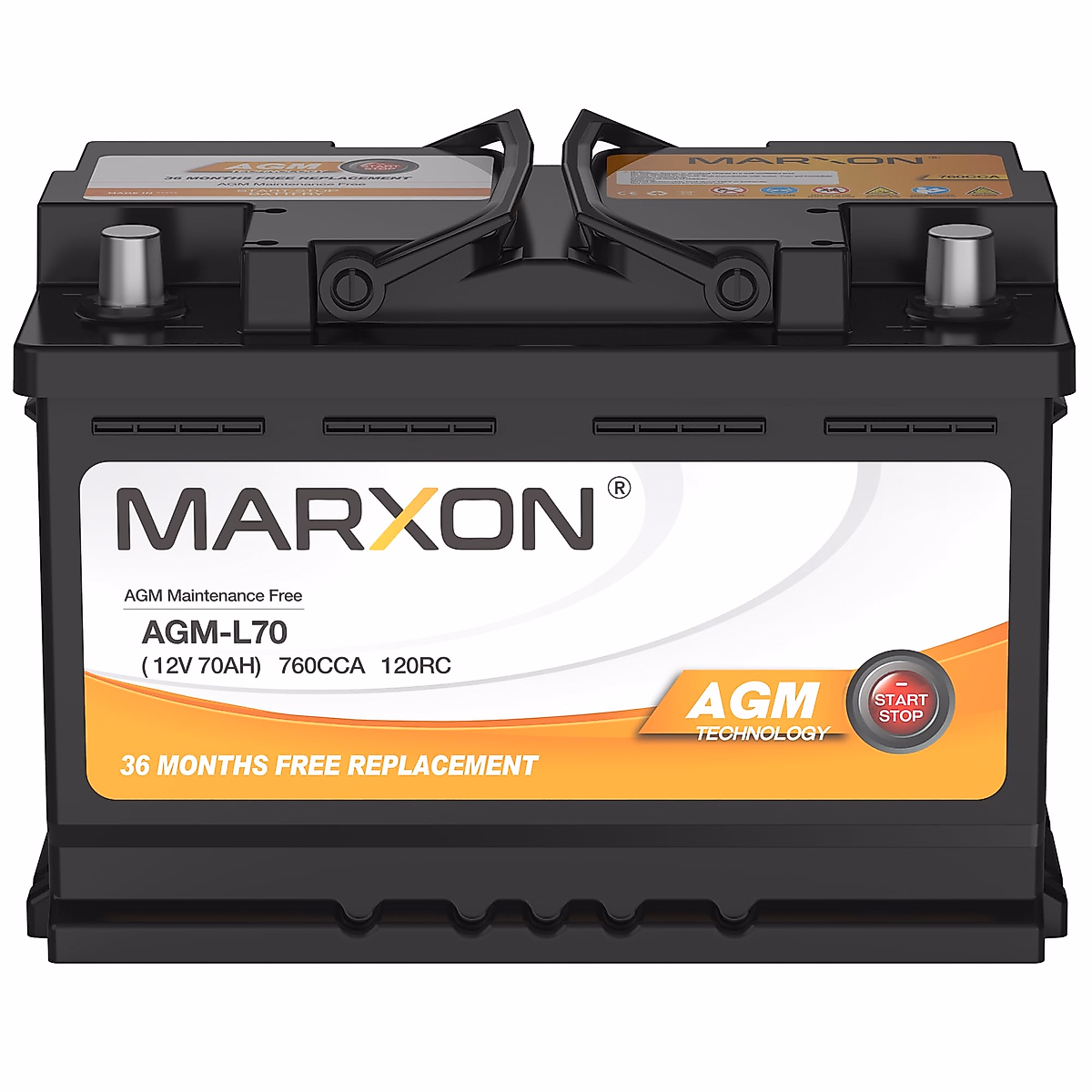MARXON Group 48 H6 L3 Start and Stop Car Battery 12v 70AH 760CCA AGM BCI48 Maintenance Free Automotive Replacement Batteries