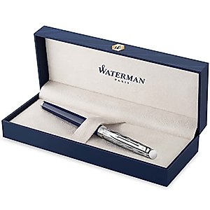 Waterman Hémisphère Rollerball Pen | Metal & Blue Lacquer | Chiselled Cap | Black Ink | Gift Box