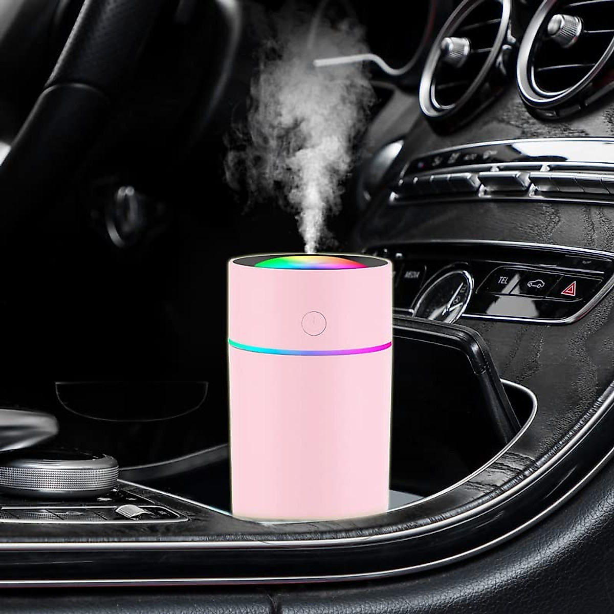 SPOLI Mini Humidifier for Bedroom,USB Portable Humidifier,320ml Water Tank,Suitable for Cars,Offices,Bedrooms, etc, 2 Mist Modes，Automatic Shut-Off，Nano Mist,Super Quiet. (Pink)