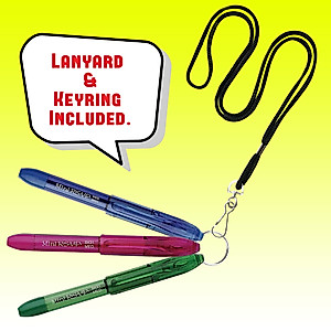 RSVP 8 Mini Pens Ballpoint Pocket Pen Includes a Keyring and Lanyard necklace