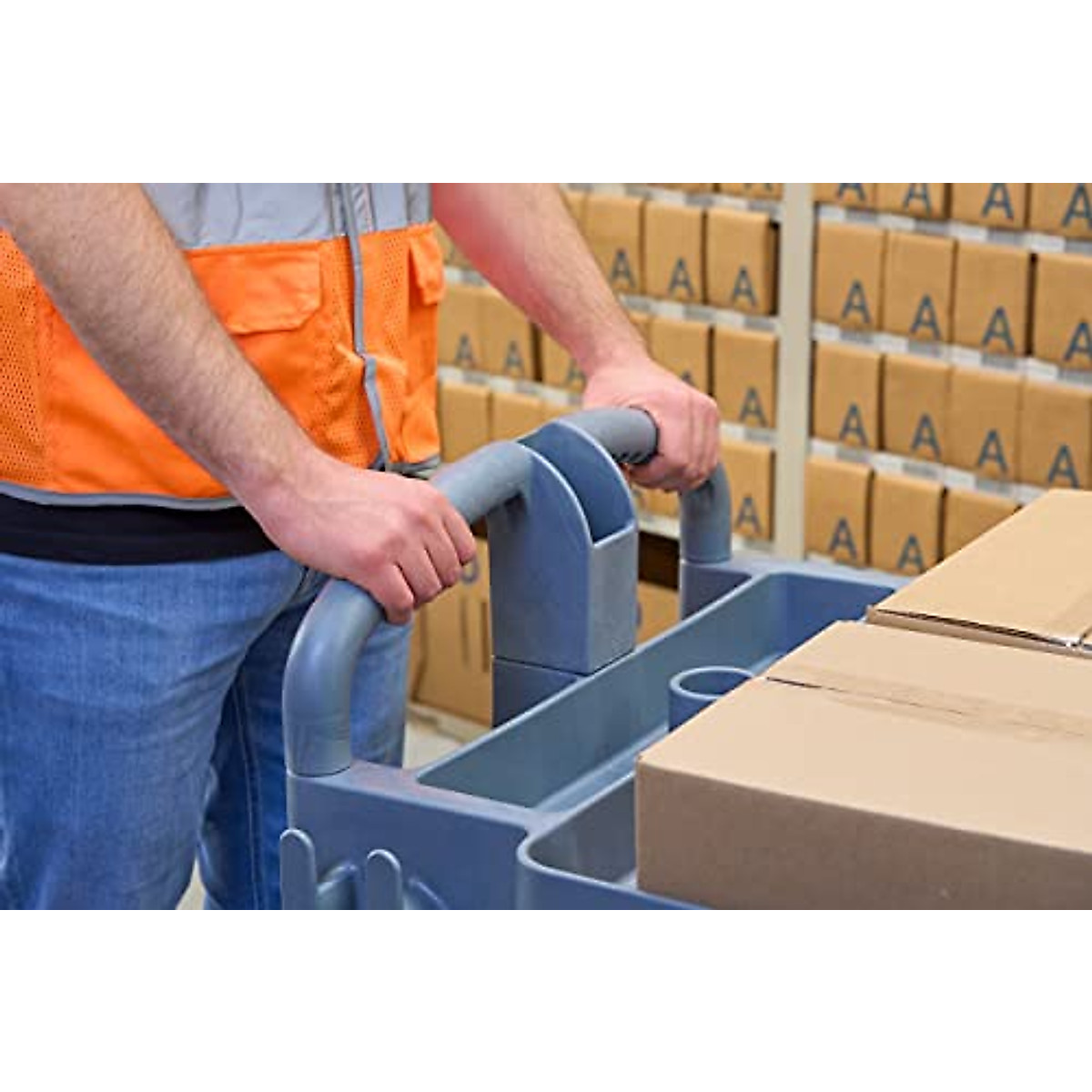 Rubbermaid Commercial Products Brute Heavy Duty 2-Shelf Utility/Service Cart, Medium, Lipped Shelves, Ergonomic Handle, 500 lbs. Capacity, Gray, for Warehouse/Garage/Cleaning/Maintenance/Stadiums