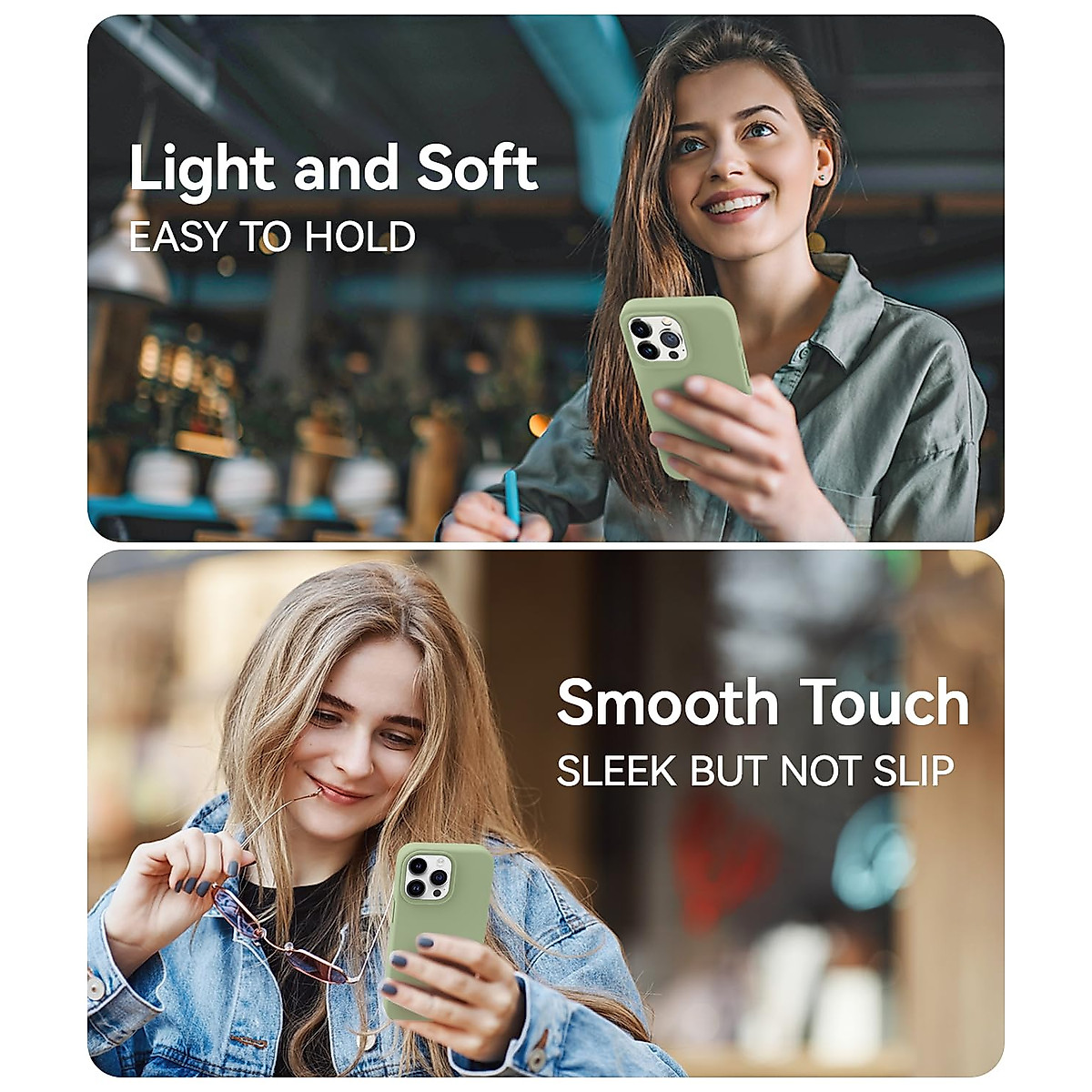 AOTESIER Compatible with iPhone 13 Pro Phone Case, [Military Shockproof Protection] Liquid Silicone Case with [Soft Anti-Scratch Microfiber Lining] Camera & Screen Protection 6.1 inch, Tea Green