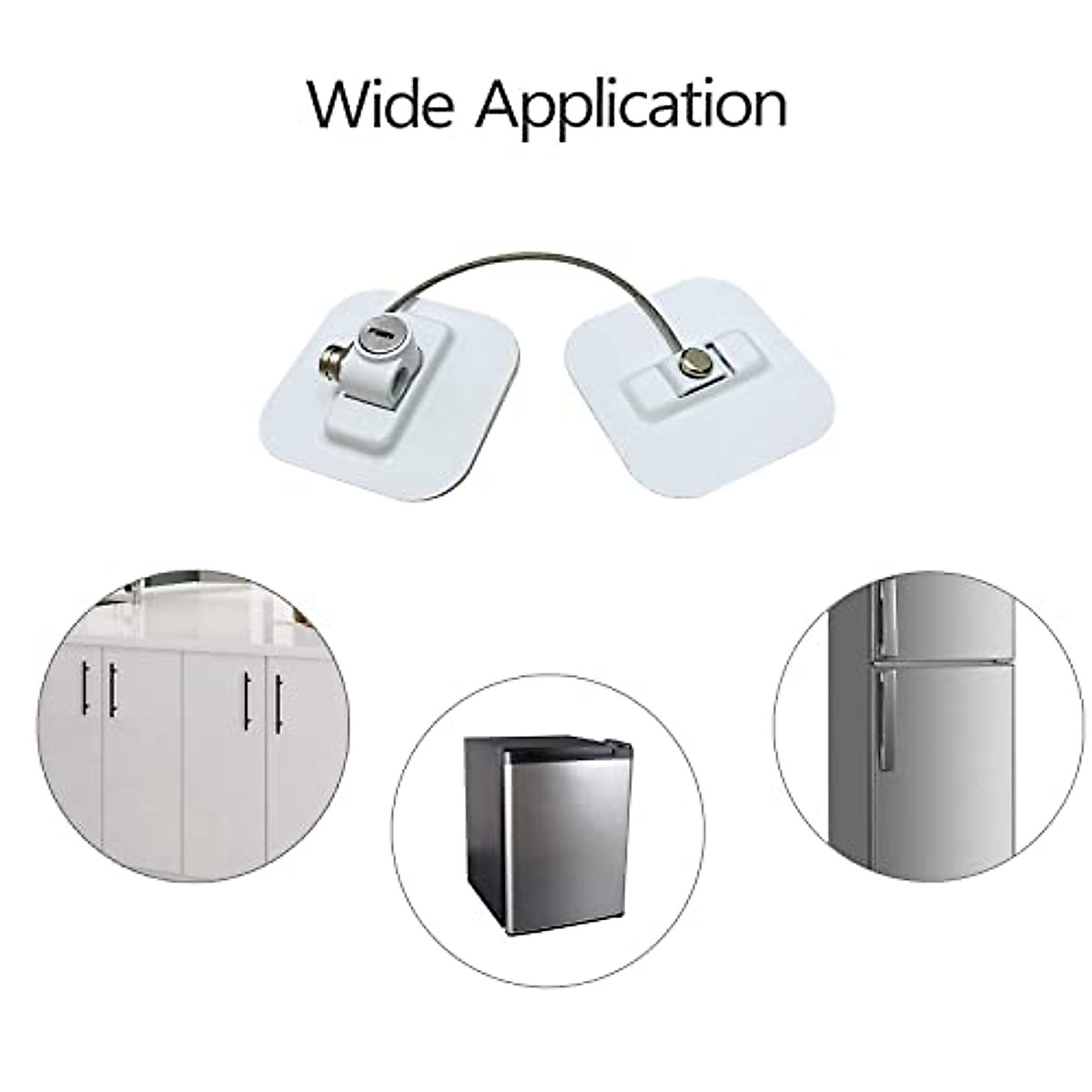 2 Pack Fridge Lock, Refrigerator Lock with Keys Child Safety Cabinet Locks Refrigerator Door Lock Freezer Lock with Strong Adhesive (White)