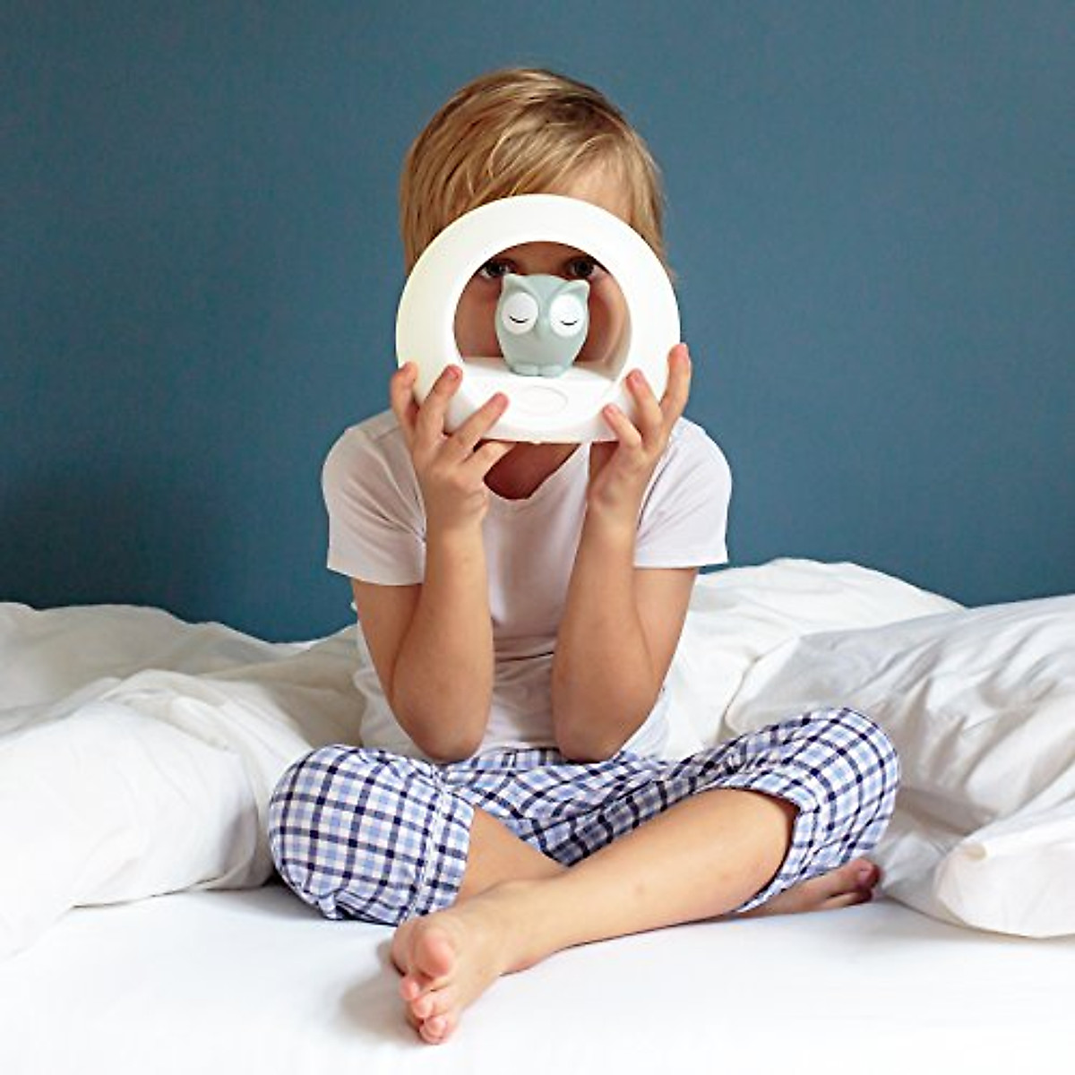 Zazu Kids Voice Activated Nightlight Lamp - Sleep Trainer, Grey Owl Lou