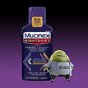 Mucinex Maximum Strength Sinus-Max Severe Congestion & Pain & Nightshift Sinus Liquid, 6 Fl Oz (Pack of 2)