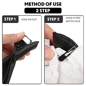 2 Pieces Men's Clip on Ties 20 Inches Solid Color Clip on Ties Pre Tied Neckties for Office School Uniforms (Black)