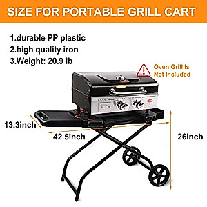 Hisencn Portable Flat Top Grill Propane Gas Grill, Portable Folding Grill Cart Outdoor Griddle Stand Shelf, RV - 348 sq. in. Heavy Duty & 24000 BTUs Griddle for Tabletop BBQ Grill, 22 Inch with Hood