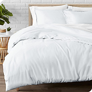 Bare Home Flannel Duvet Cover Set - Twin/Twin Extra Long - 100% Cotton, Velvety Soft Heavyweight Premium Flannel, Double Brushed - Includes Sham Pillow Covers (Twin/Twin XL, White)