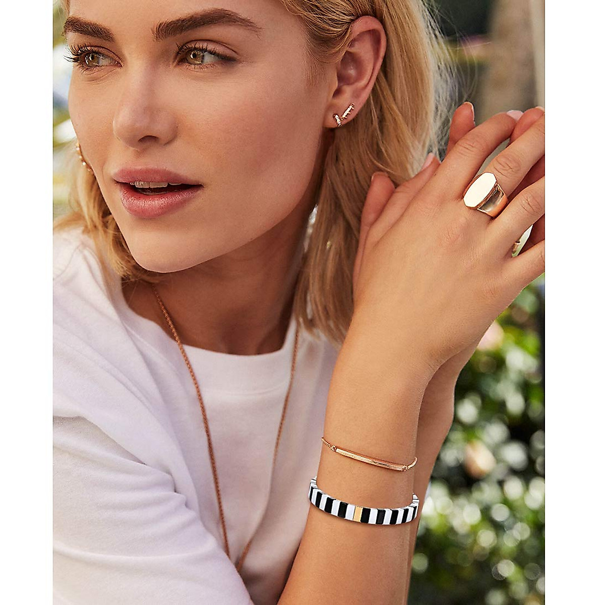 Urwomin Enamel Tile Bracelets Rainbow Tile Bead Stand Bracelets (A White+Black)