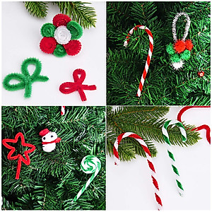 Livder Christmas Pipe Chenille Cleaners Stems Set, DIY Art Craft Pom Poms, Self Adhesive Wiggle Eyes Supplies Decorations