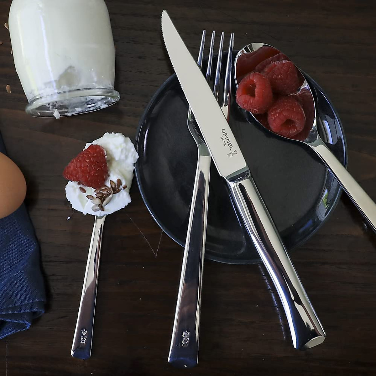 Opinel Perpétue Flatware Collection, Timeless and Elegant Stainless Steel Construction, Dishwasher Safe, Designed in France, Made in Portugal (4 Piece Knife Set)