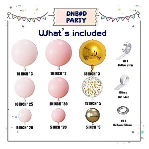 116Pcs Pink Gold Balloons Garland Arch Kit,Double-Stuffed Macaron Pink Balloon & Gold Confetti with 4D Globos Foil Balloons for Baby Shower Girls Birthday Party Wedding Bridal Decor