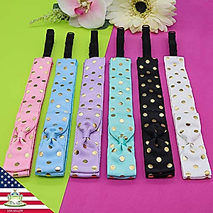FROG SAC 6 Polka Dot Elastic Bow Headbands for Girls, Adjustable Non Slip Bow Hair Bands for Kids, Dressy Nonslip Girl Head Bands Hair Accessories, Cute No Slip Headband Stocking Stuffers for Girls