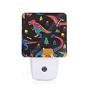 Delhiponics Colored Cute Dinosaurs Night Light Dusk to Dawn Smart Sensor,White Led Nightlight for Bedroom,Bathroom,Kitchen,Hallway,Stairs,Energy Efficient,Decor Desk Lamp