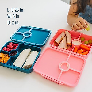 Wildkin Kids Bento Box for Boys and Girls, Features 4 Compartments, Leak Proof with Close Clasp Design, Ideal for Packing Snacks for School and Travel Bento for Kids (Jurassic Dinosaurs)