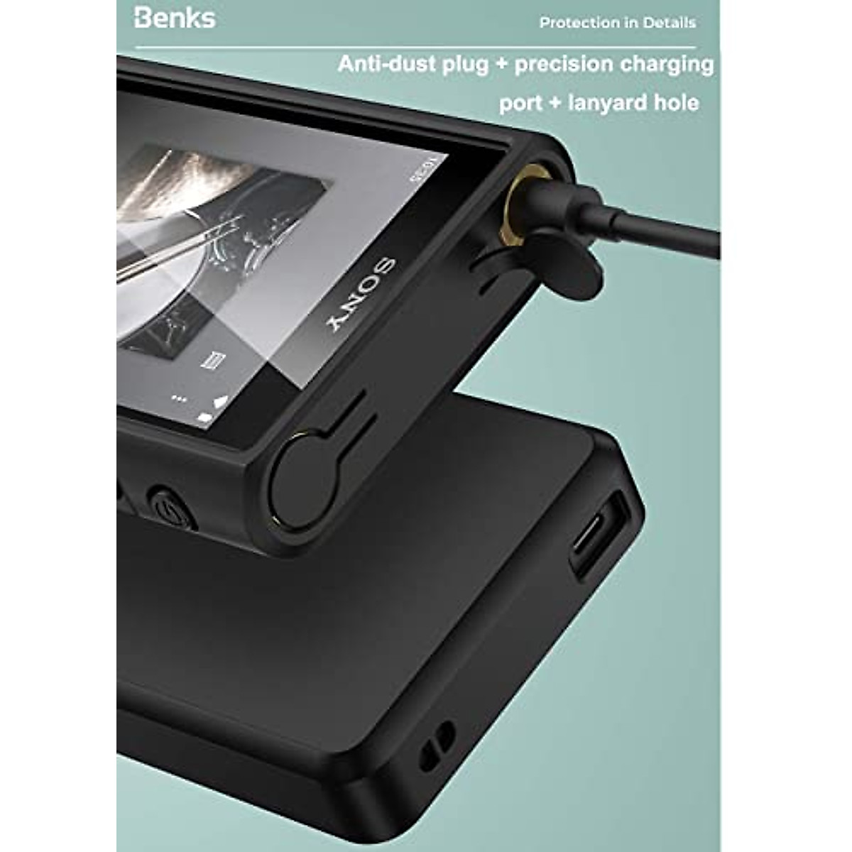 Benks Flexible Slim PC+TPU Protective Armor Shell Skin Case Cover for Sony Walkman NW-WM1AM2 WM1AM2 NW-WM1ZM2 WM1ZM2 (Benks Black case)