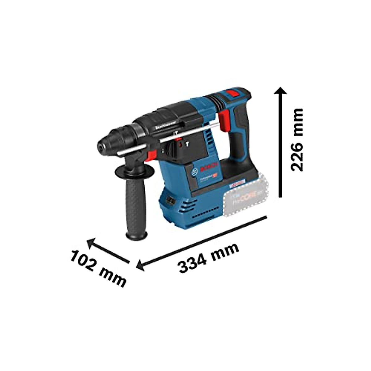 Bosch Professional 18V System GBH 18V-26 Cordless Rotary Hammer (SDS Plus, Impact Energy: 2.6 J, max. Drilling Diameter: Concrete/Steel/Wood 26/13/30 mm, excluding Batteries and Charger, in Carton)