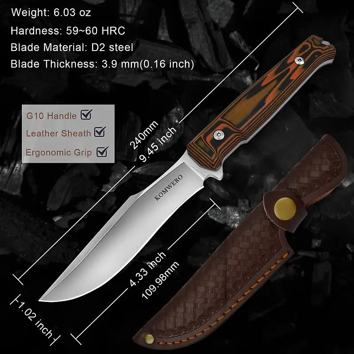 Pocket Knife For Outdoor Non-folding, Multi-functional,Tactical Wilderness Survival And Camping