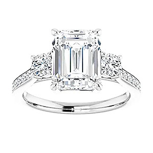 925 Silver, 10K/14K/18K Solid Gold Moissanite Engagement Ring, 2.25 CT Emerald Cut Handmade Solitaire Ring Diamond Wedding Ring for Women/Her, Anniversary Propose Gift, VVS1 Colorless