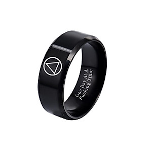 One Day At A Time Sobriety Gifts for Women Men Stainless Steel Sober Recovery Band Ring Inspirational Alcoholics Anonymous Addiction Surgery Recovering Jewelry Gift for Family Friend,Size 8