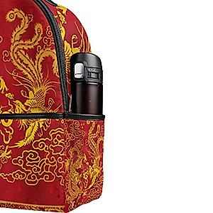 ANINILY Backpack For Womens, Dragon&Phoenix In Classical Chinese Art College Bags Women Shoulder Bag Daypack Bookbags Travel Bag