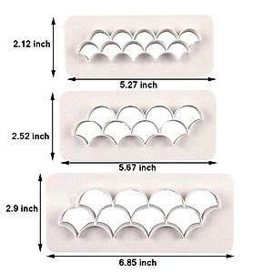 Palksky Mermaid Cake Fondant Cutter/Scale Cookie Cutter Geometric Multicutter Biscuit Cutters Cake Embossing Mold for Mermaid Birthday Party Novel Creative Cupcake Decorating Supplies(Set of 3)