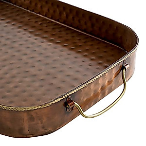 Old Dutch Oblong Antique Copper Tray with Cast Brass Handles