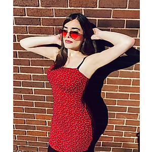 Polarized Heart Shaped Sunglasses for Women, Vintage Fashion Cute Lovely Sun Glasses Metal Frame UV400 Protection(Gold/Red)