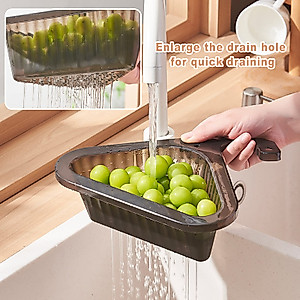 Kitchen Sink Drain Basket, Swan Basket Strainer Pack-3, Adjustable Kitchen Triangle Sink Filter with Sticky Hook and Cleaning Sponges Set of 3,for Kitchen Sink Faucet Hangs