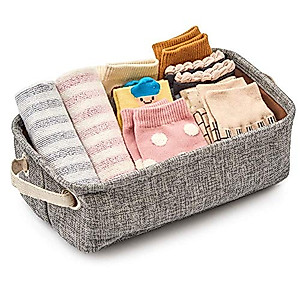 EZOWare 6pc Storage Bins Baskets, Small Folding Drawer Dresser Desktop Organizer Cubes Set with Handles -12 x 7 x 4 inch - Dark Gray